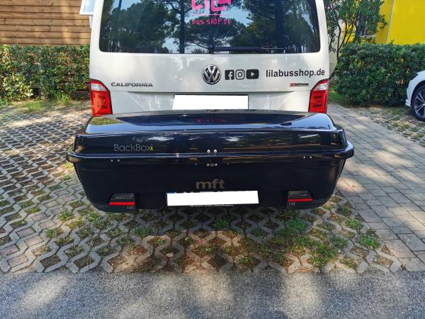 Heckbox mft Backbox für die Anhängekupplung - abklappbar - silber
